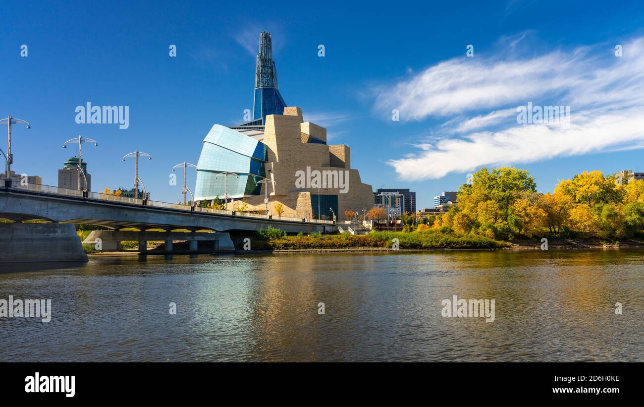 The Canadian Museum for Human Rights with the Red River and fall ...