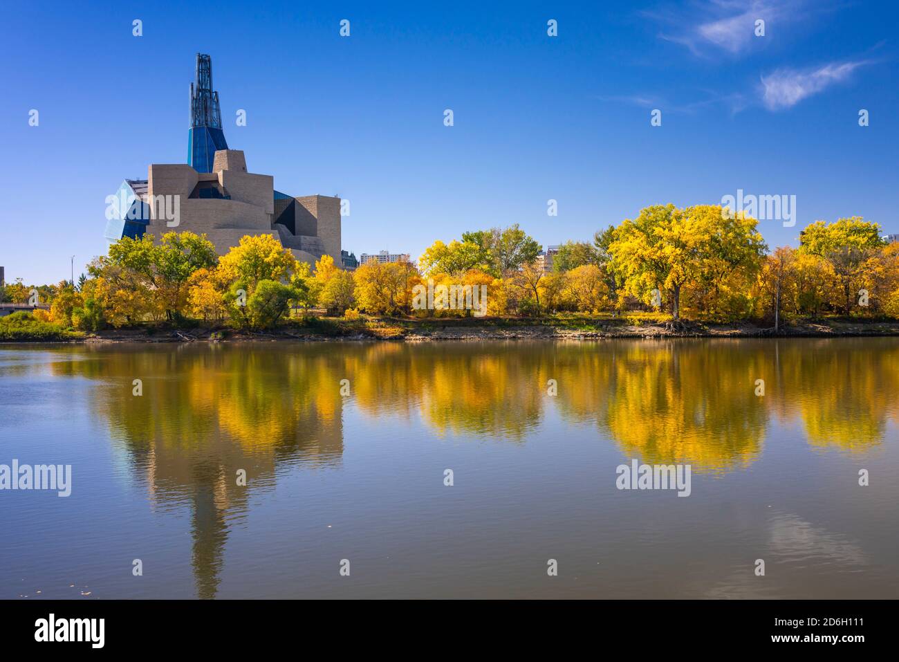 The Canadian Museum for Human Rights with the Red River and fall ...
