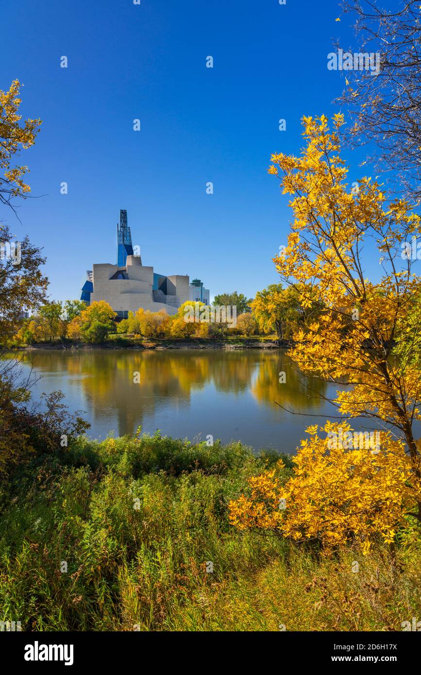 The Canadian Museum for Human Rights with the Red River and fall ...