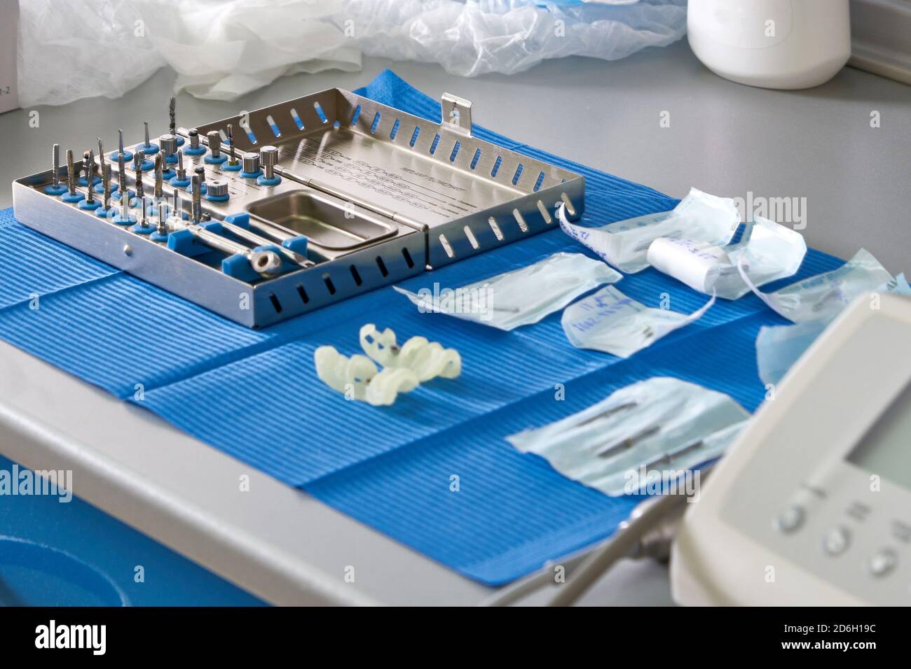 Set of dental instruments in sterile sealed packaging Stock Photo - Alamy