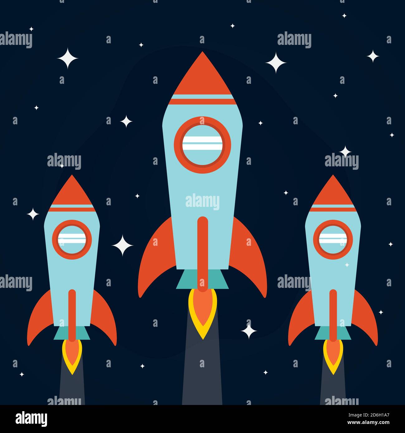 Space rockets on starry background vector design Stock Vector Image ...