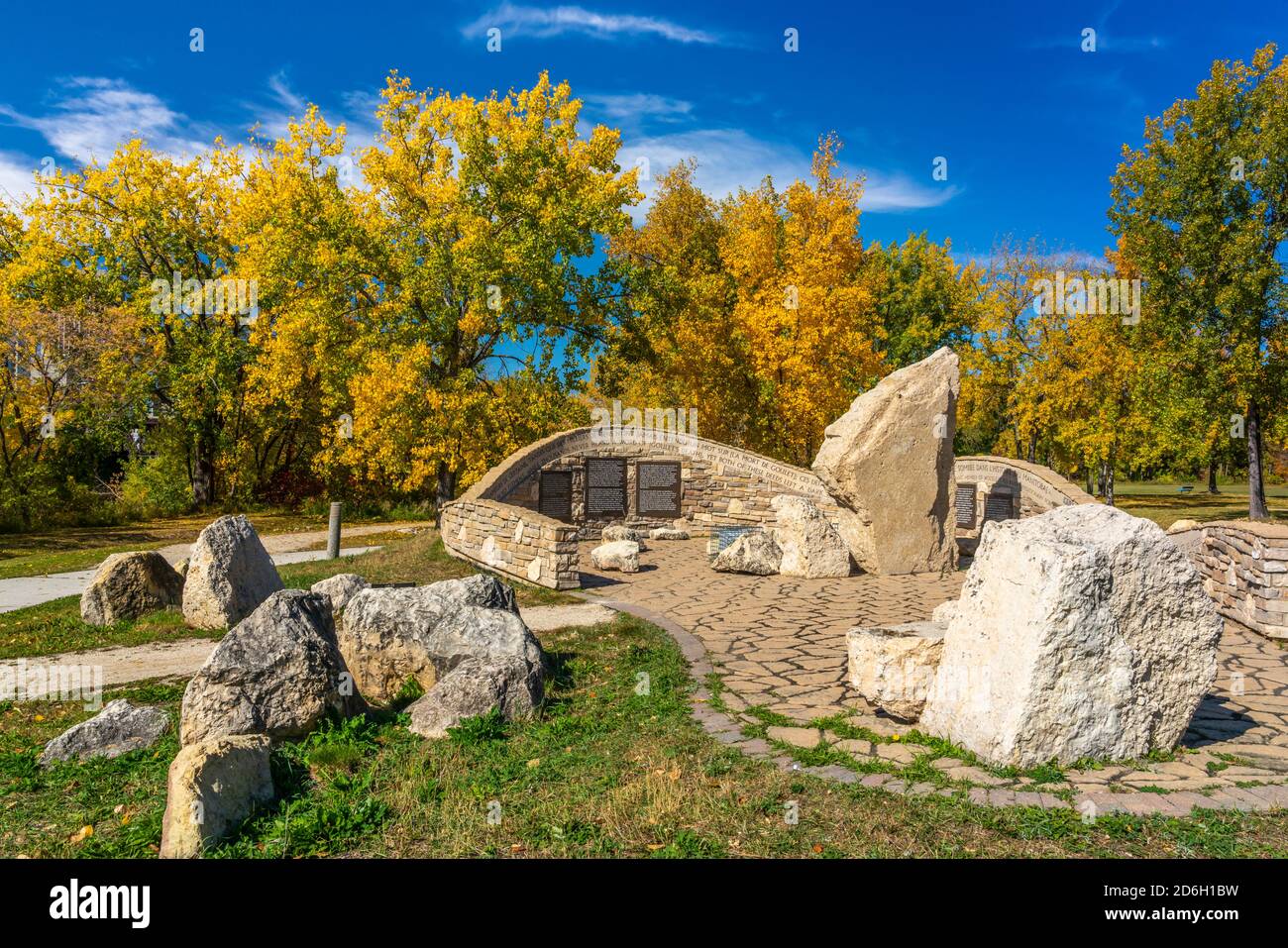 The Elzear-Goulet Memorial Park with fall foliage color in St. Boniface ...