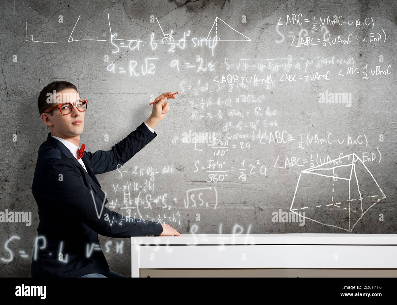 Student drawing science formulas Stock Photo - Alamy