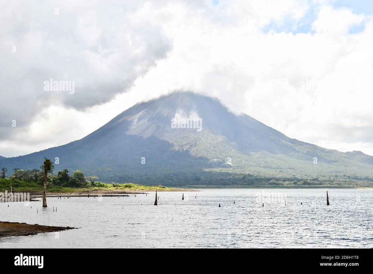view of mountains and lake, photo as a background ,taken in Arenal ...
