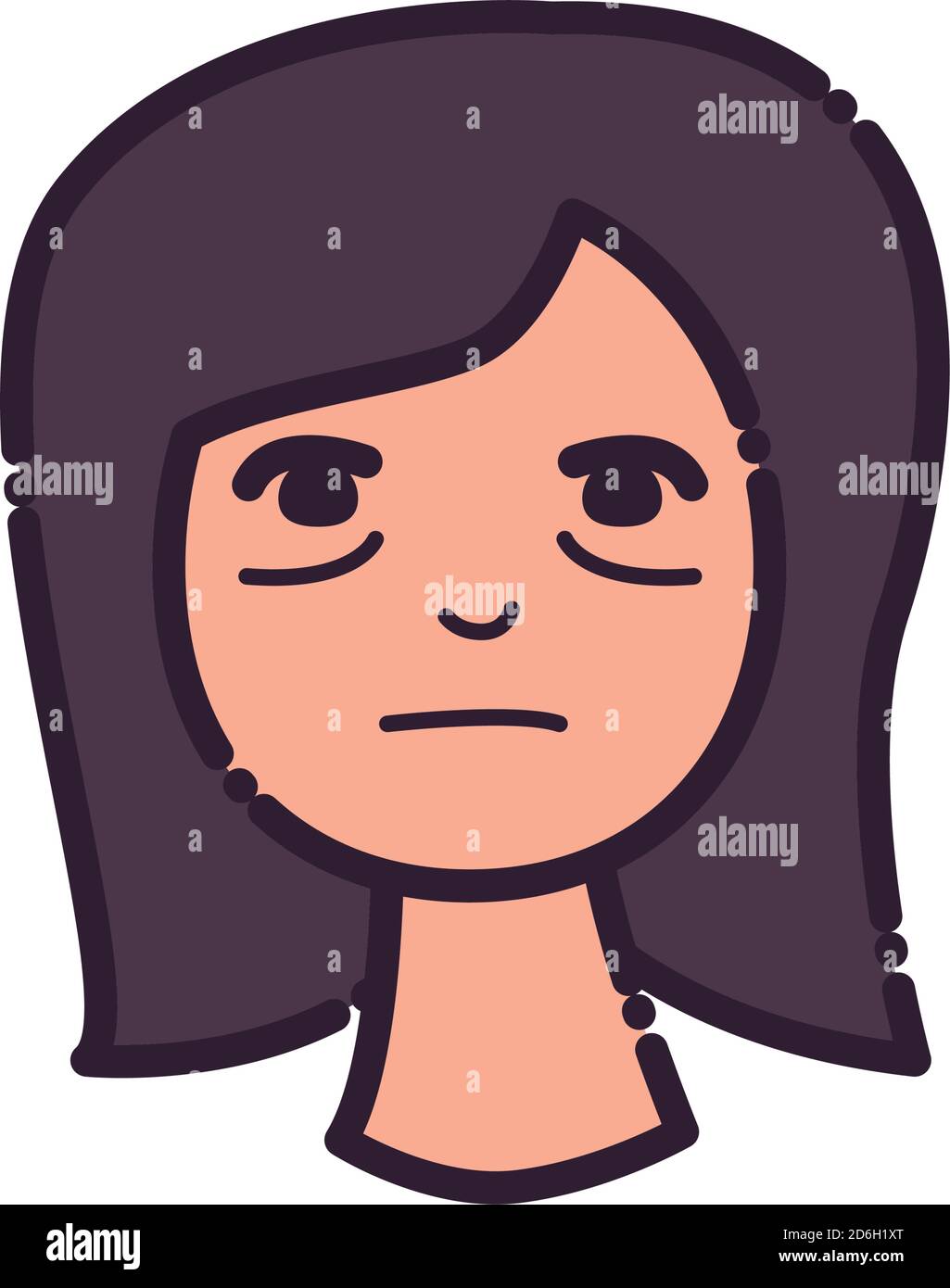 woman cartoon with insomnia line and fill style icon design, insomnia ...