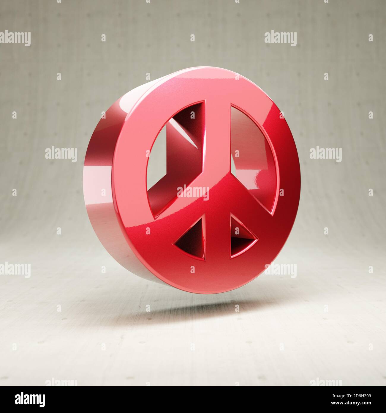 Peace icon. Gold glossy Peace symbol isolated on white concrete ...