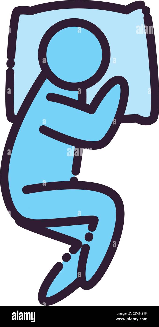sleeping man avatar lying on pillow line and fill style icon design ...