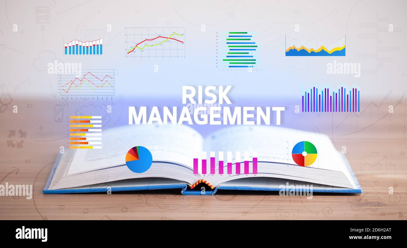 Open book with RISK MANAGEMENT inscription, new business concept Stock ...