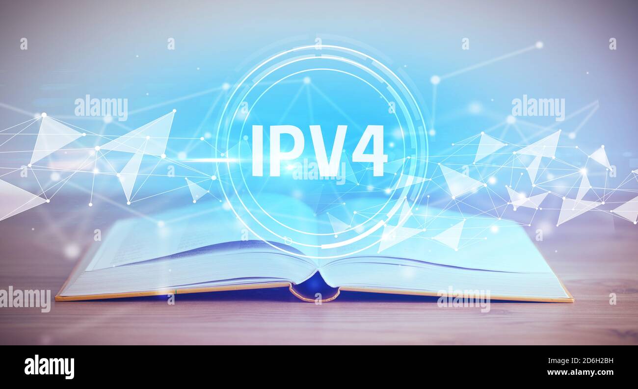 Open book with IPV4 abbreviation, modern technology concept Stock Photo ...