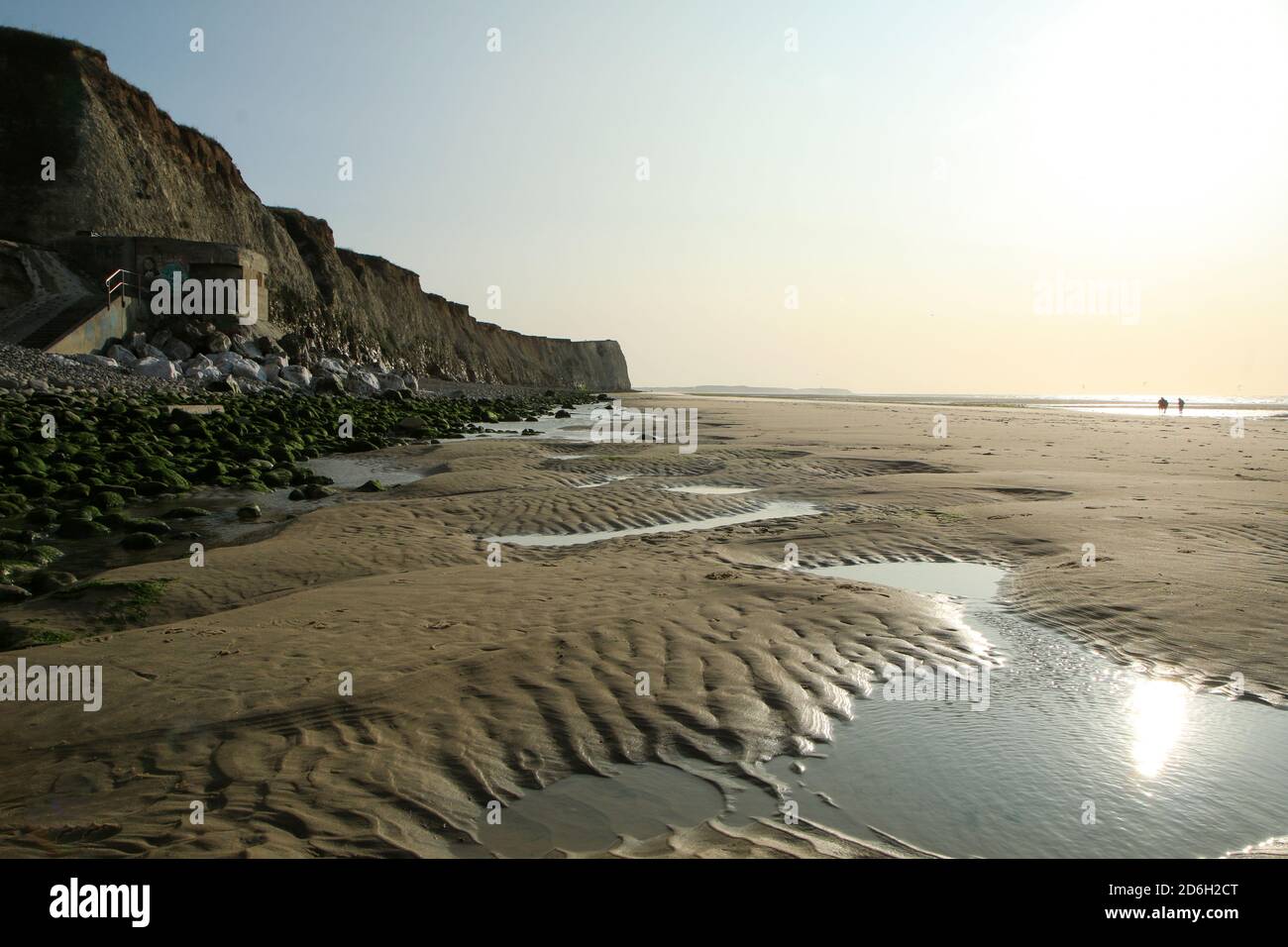 The beaches under the high white cliffs on the shore of the Channel at ...