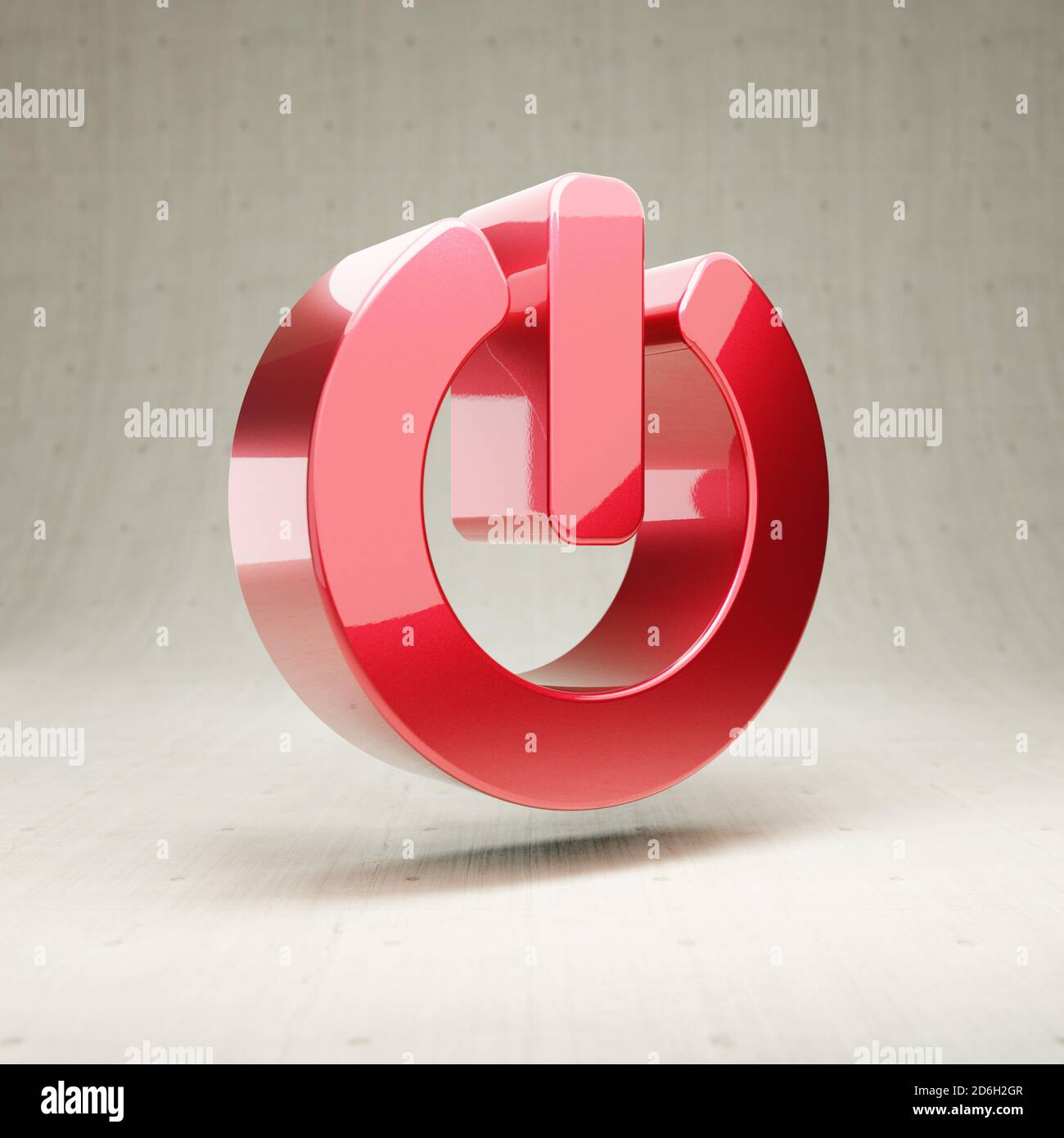 Power icon. Gold glossy Power symbol isolated on white concrete ...