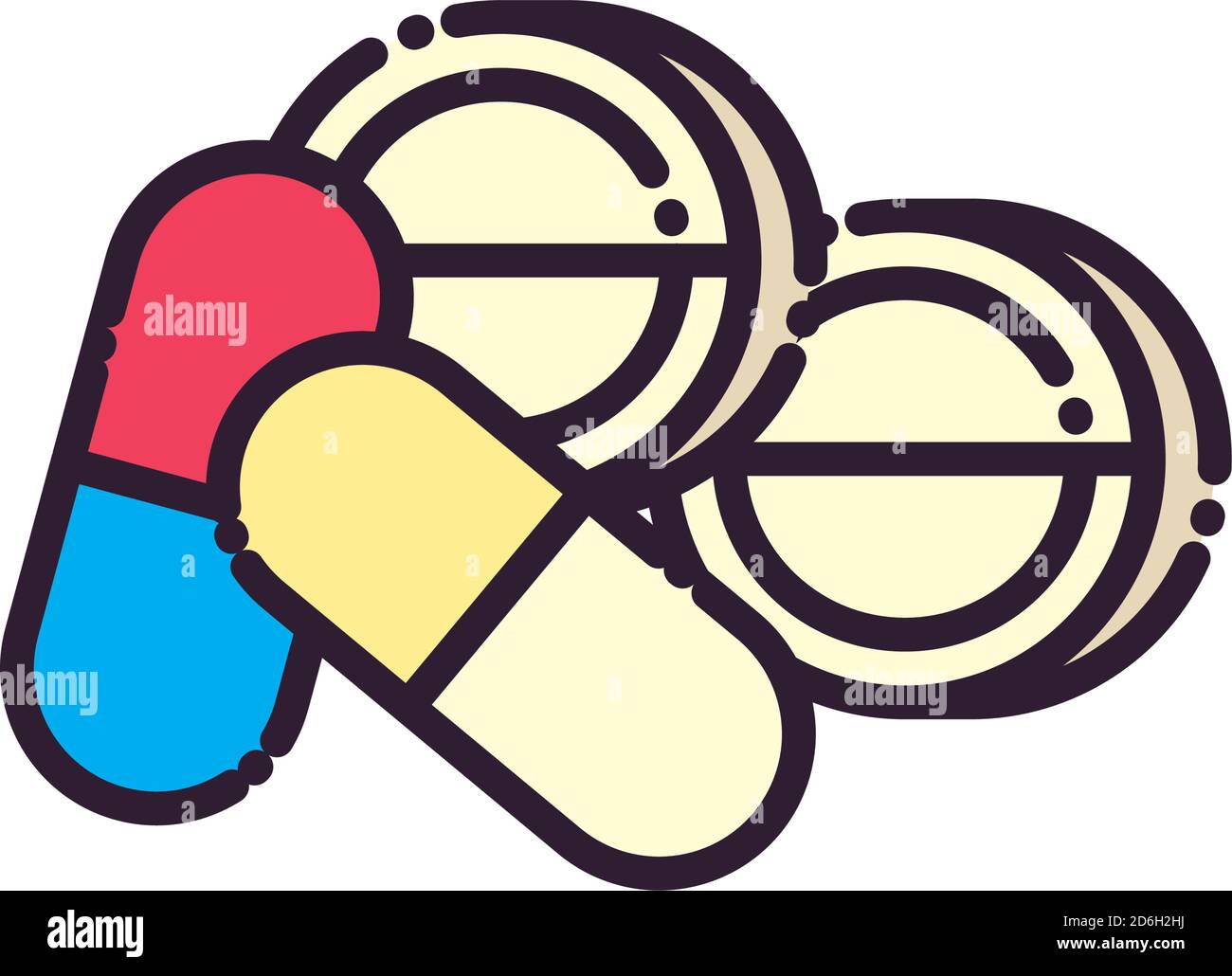 Pills line and fill style icon design of Medical care health and ...