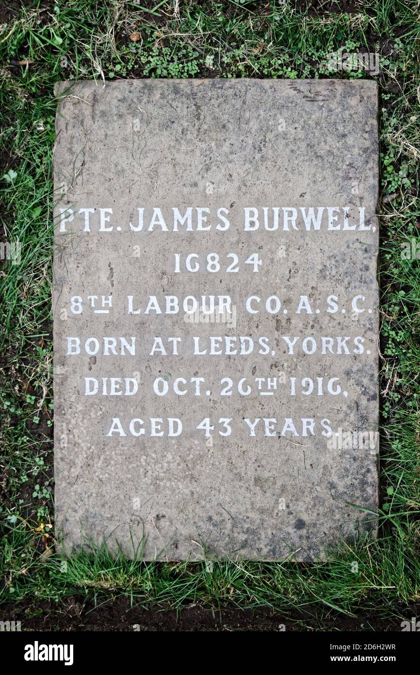 Grave marker of one of 43 casualties of the Great War & WW2 buried on ...