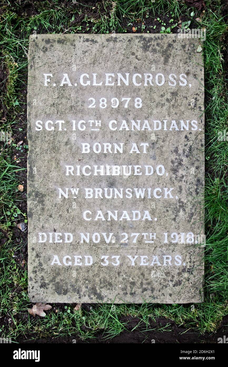 Grave marker of one of 43 casualties of the Great War & WW2 buried on ...