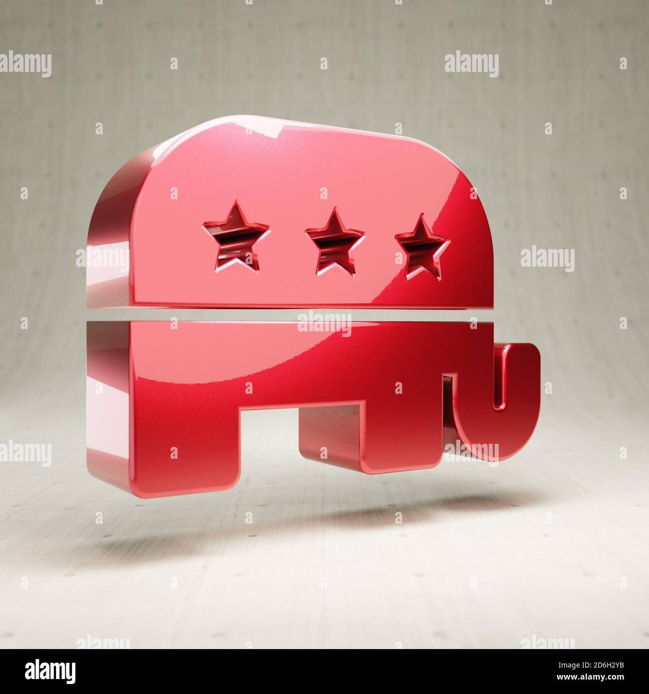 Republican icon. Gold glossy Republican symbol isolated on white ...