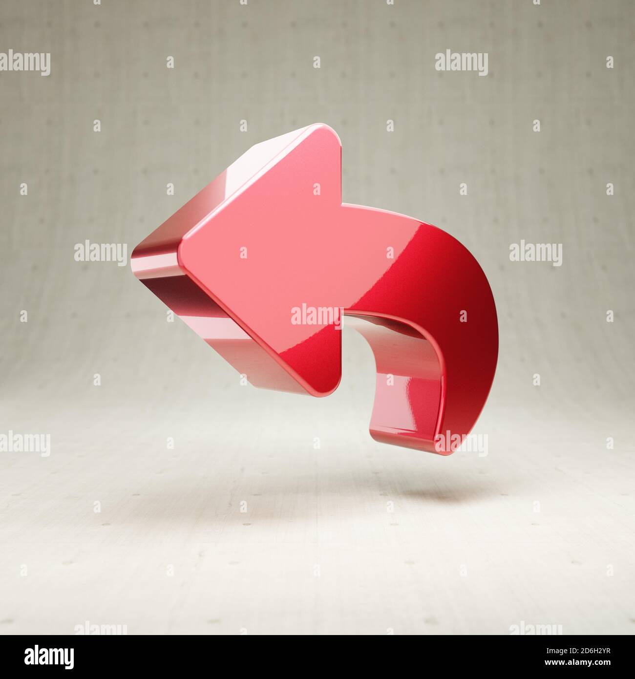 Reply icon. Gold glossy Reply symbol isolated on white concrete ...