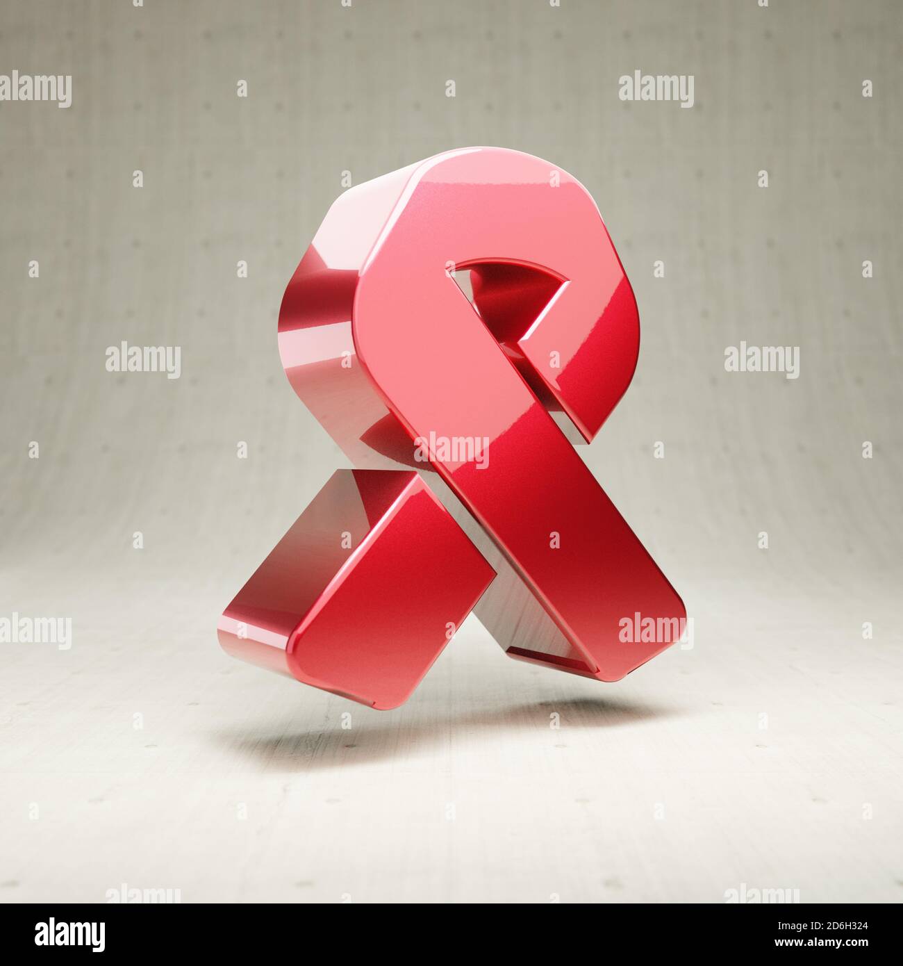 Ribbon icon. Gold glossy Ribbon symbol isolated on white concrete ...