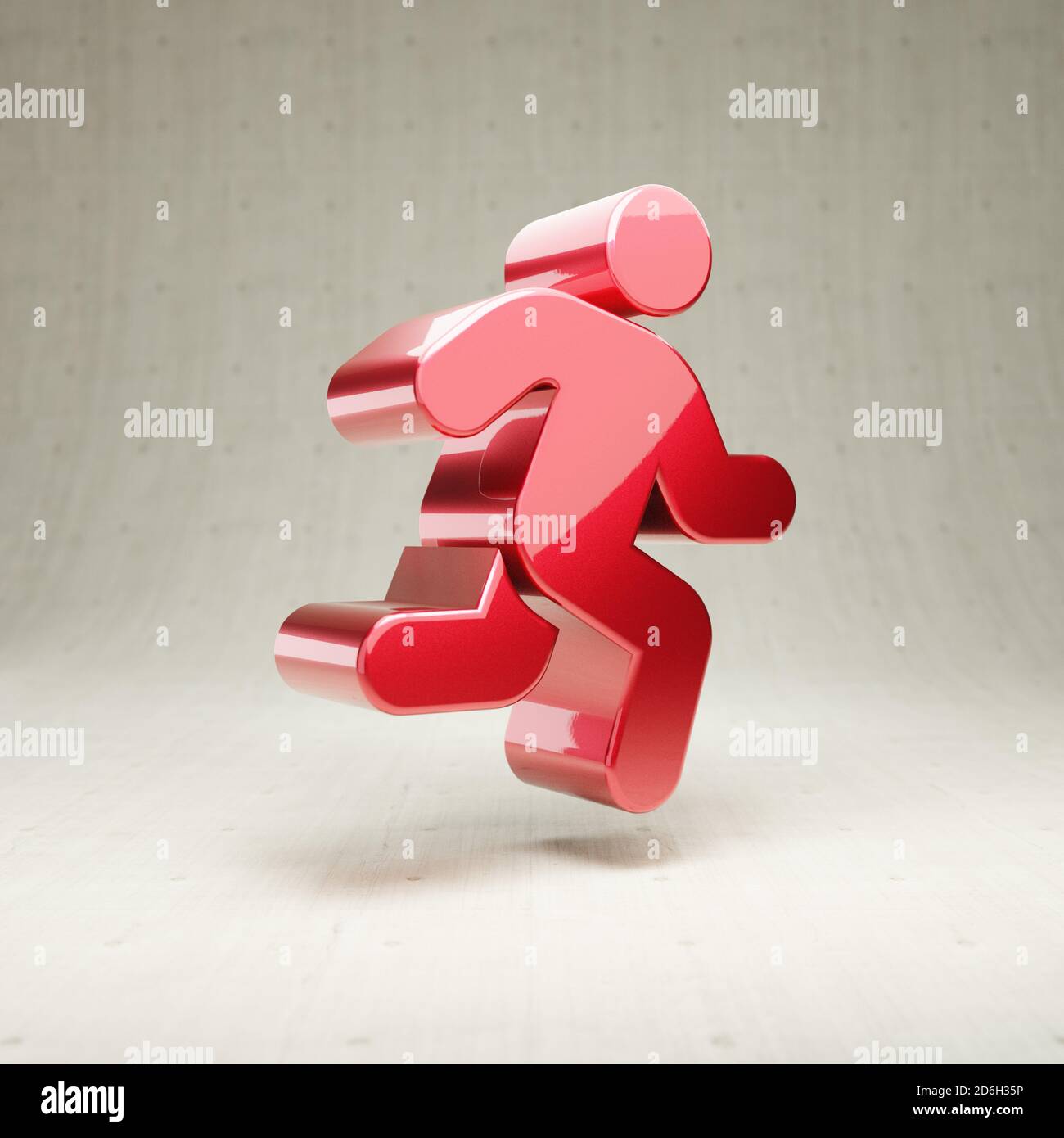 Running icon. Gold glossy Running symbol isolated on white concrete ...