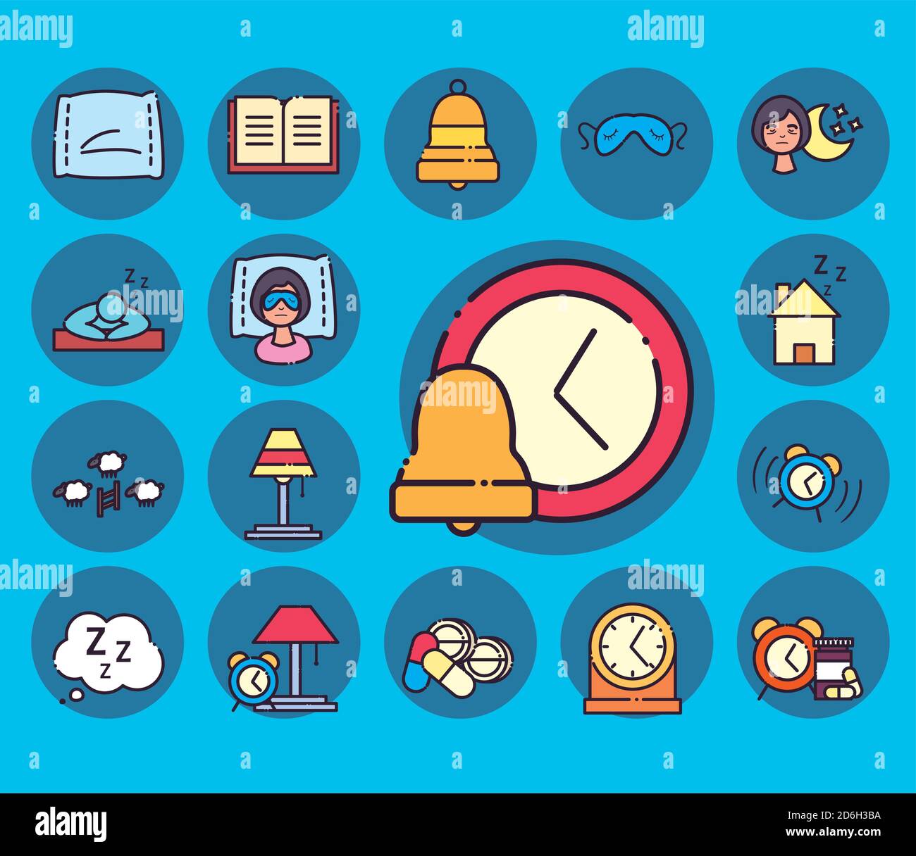 insomnia line and fill style collection of icons design, sleep and ...