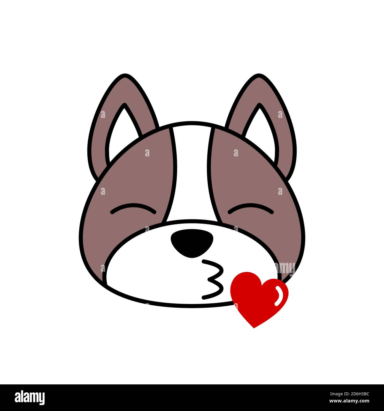 Blue French Bulldog emoji sending kiss. Cute French Bulldog blows kiss ...