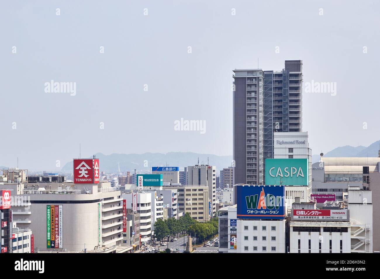 Fukuyama city, view from Fukuyama Castle; Fukuyama, Hiroshima ...