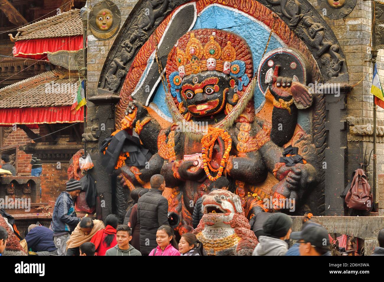 Shrine to Kali, goddess of destruction, Durbar Square, Kathmandu, Nepal ...