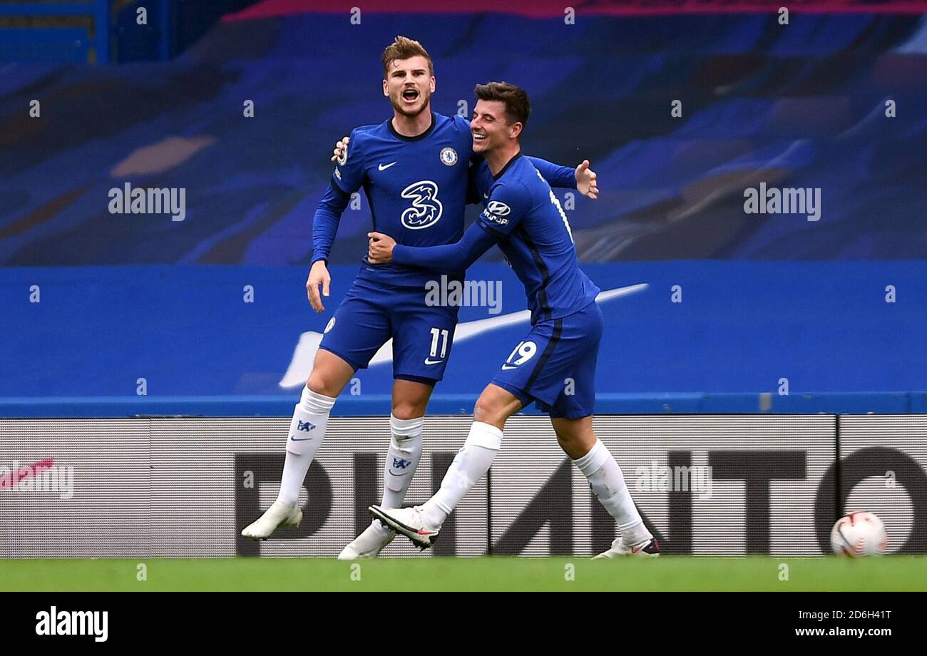 Chelsea’s Timo Werner (left) celebrates scoring his side's second goal ...