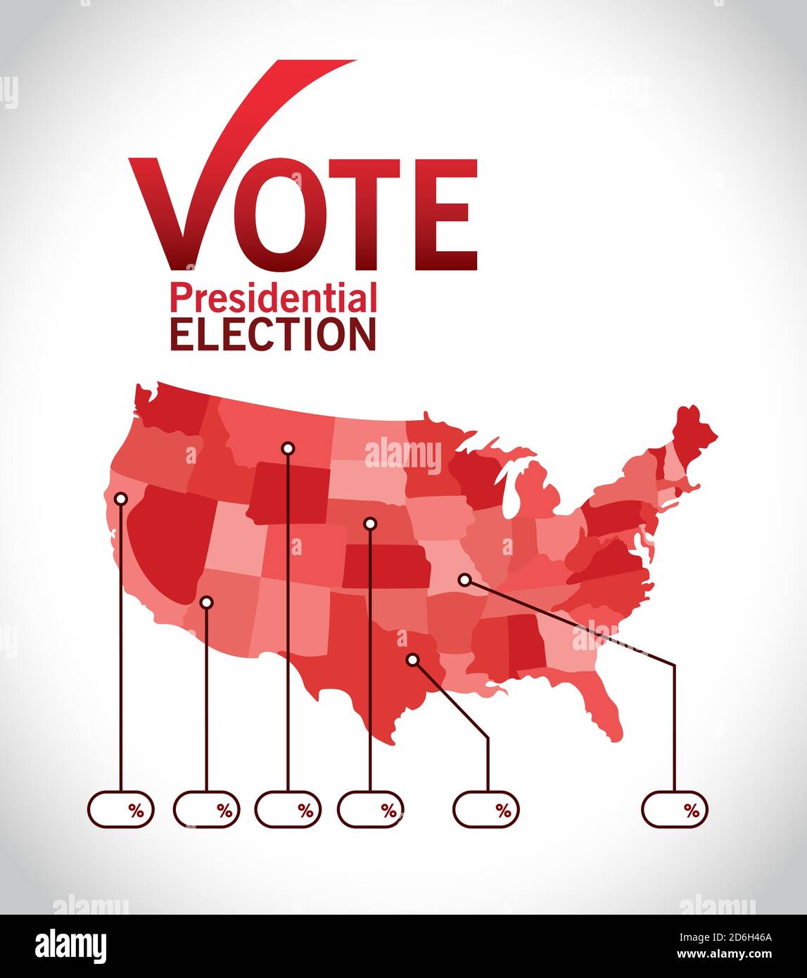 Presidential election vote with check mark map and infographic vector ...