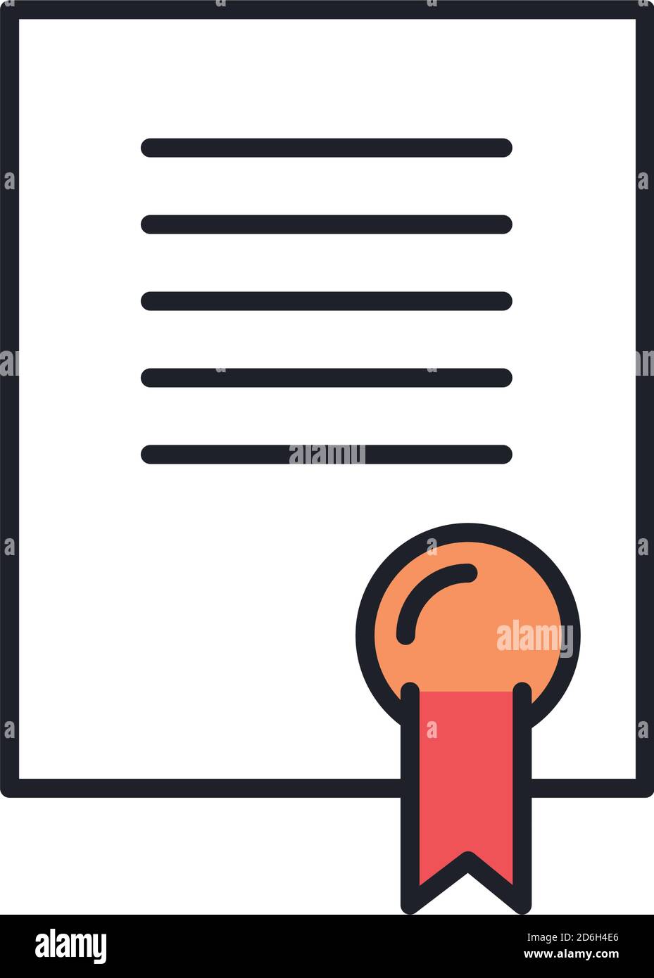 Document with seal stamp line and fill style icon design, Data archive and information theme ...