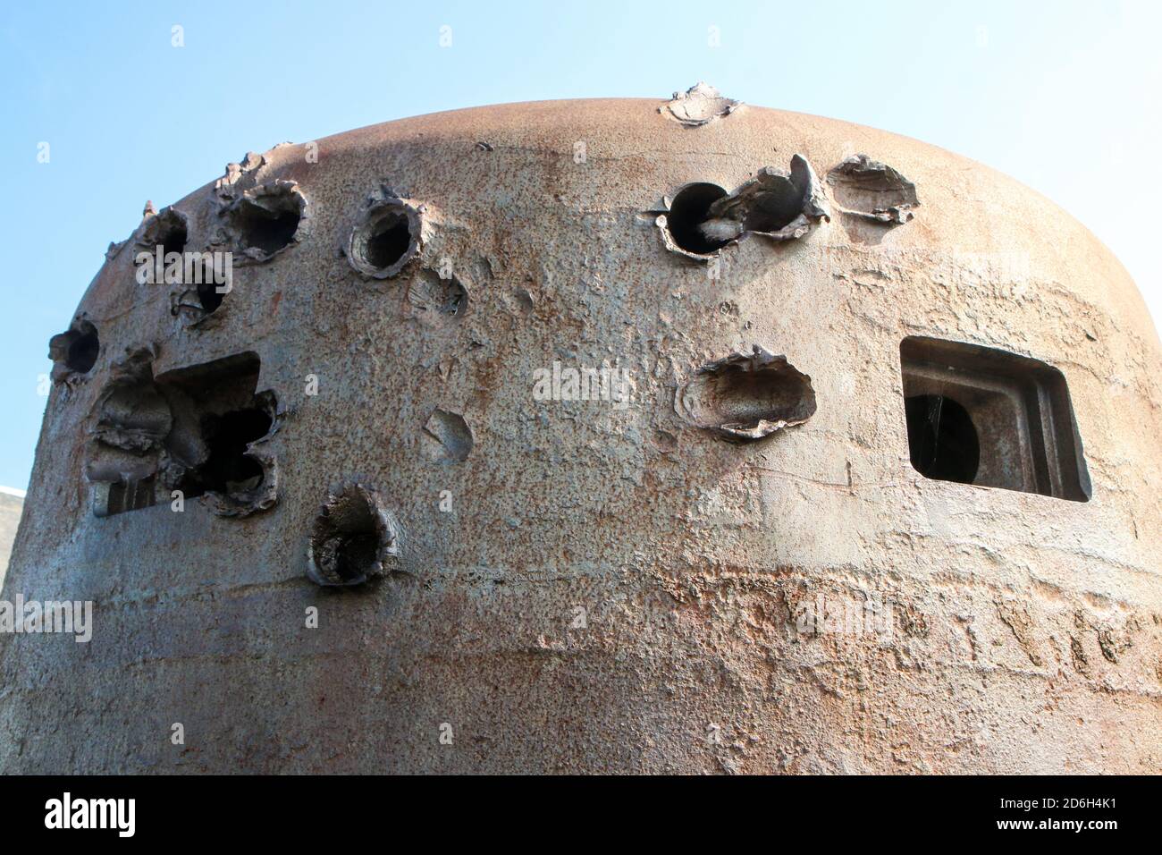 The bullet holes in the armor of the bunker turret from second world ...