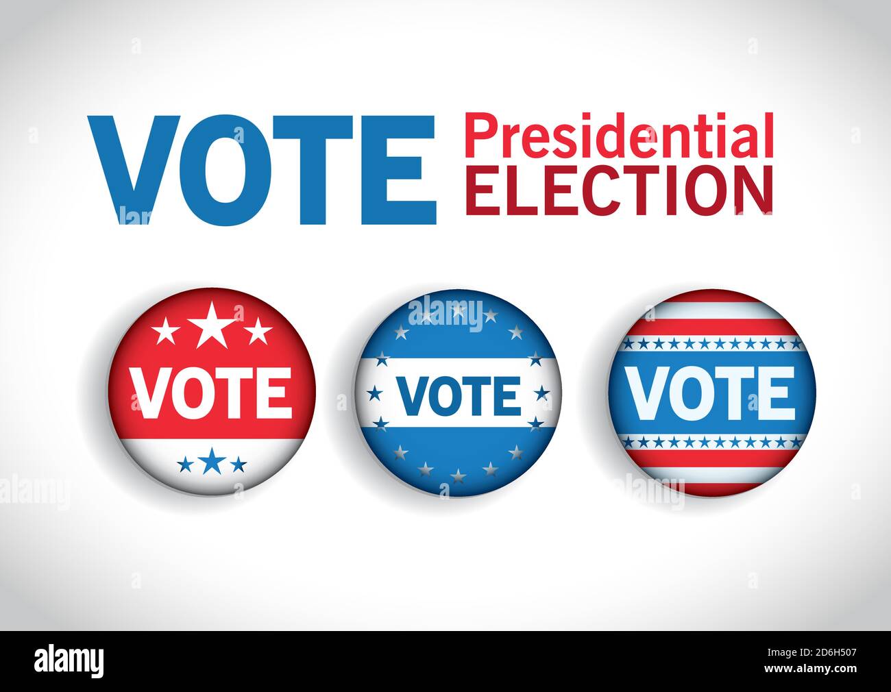 Presidential election usa vote buttons with stars set vector design ...