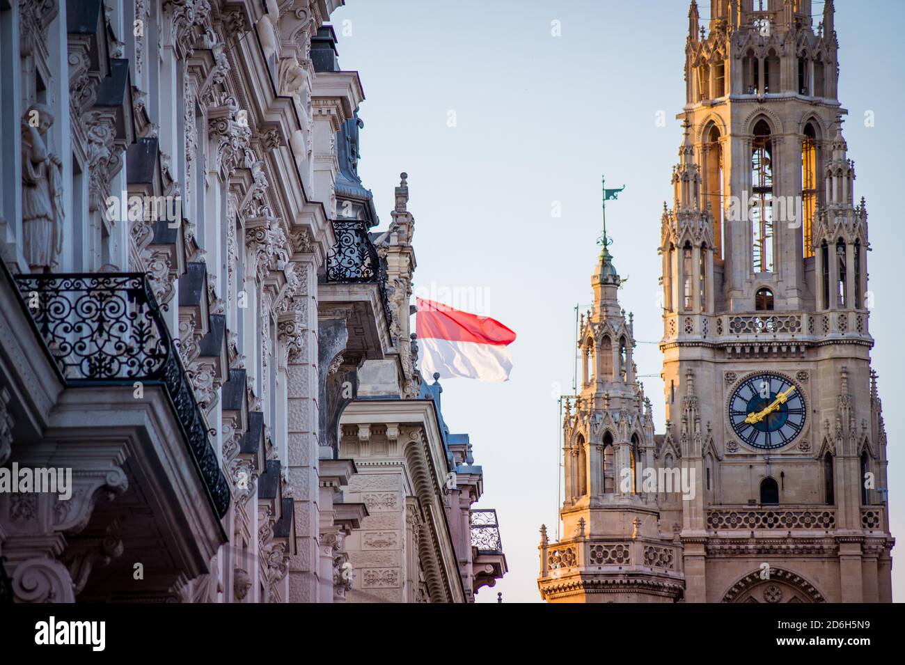 Austrian flag on the Vienna City Hall Stock Photo - Alamy