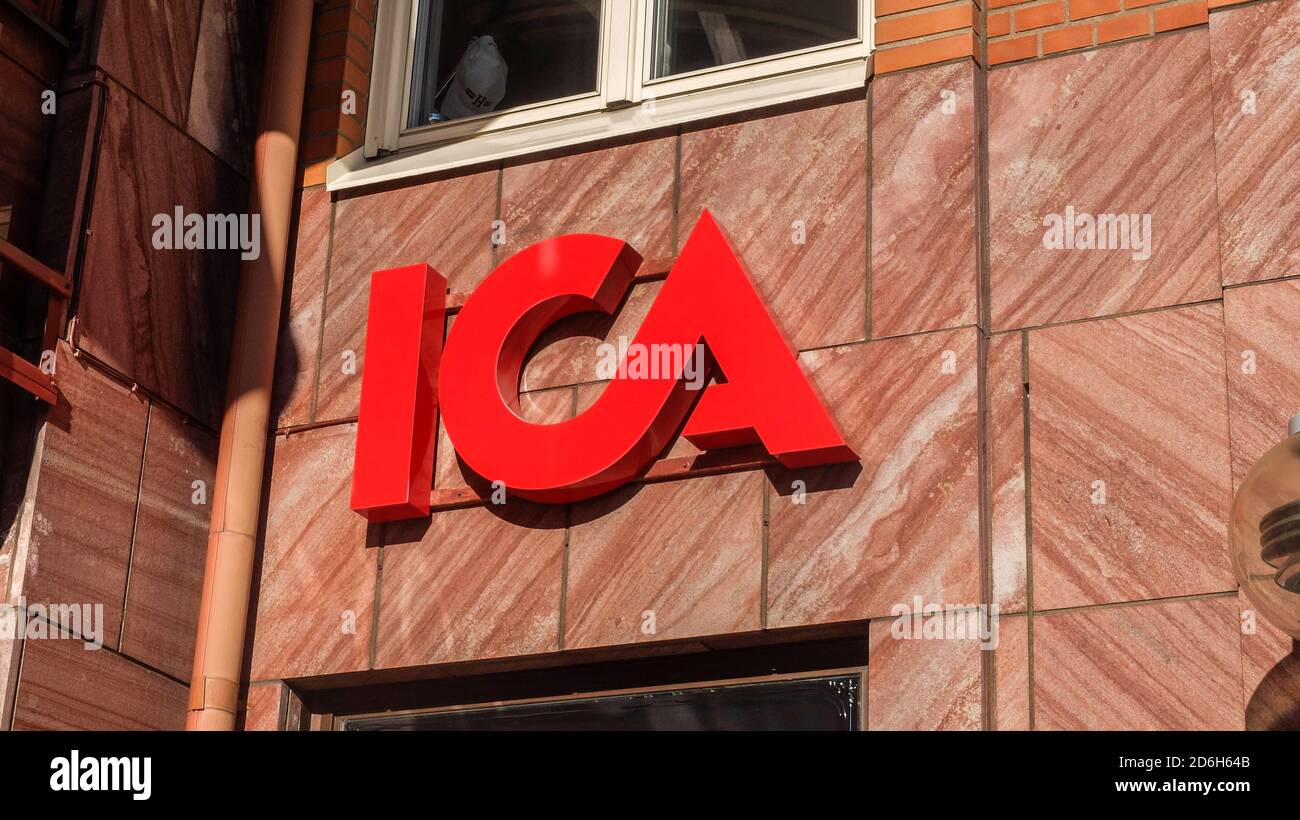 ICA supermarket entrance. ICA is a swedish grocery store that sells ...