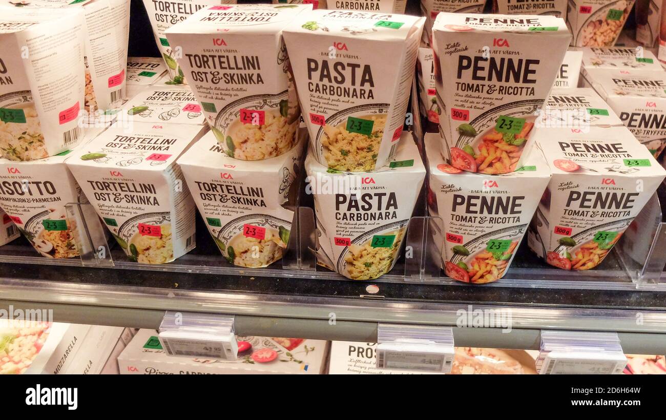 Pasta ready meals at a swedish supermarket Stock Photo - Alamy