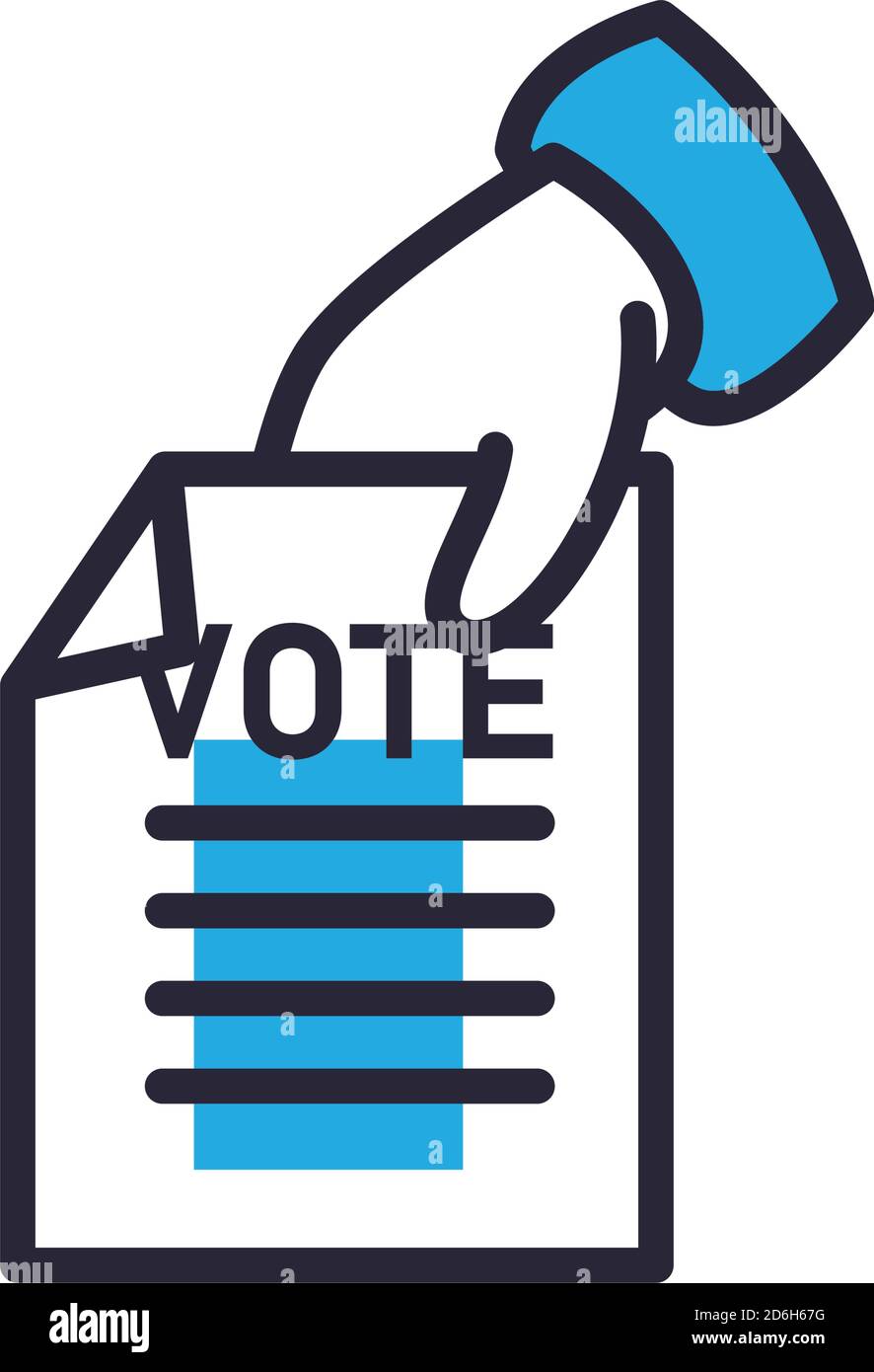 hand holding vote paper line and fill style icon design, President ...