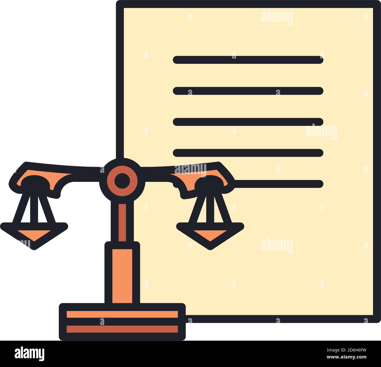 law scale with document line and fill style icon design, justice legal ...