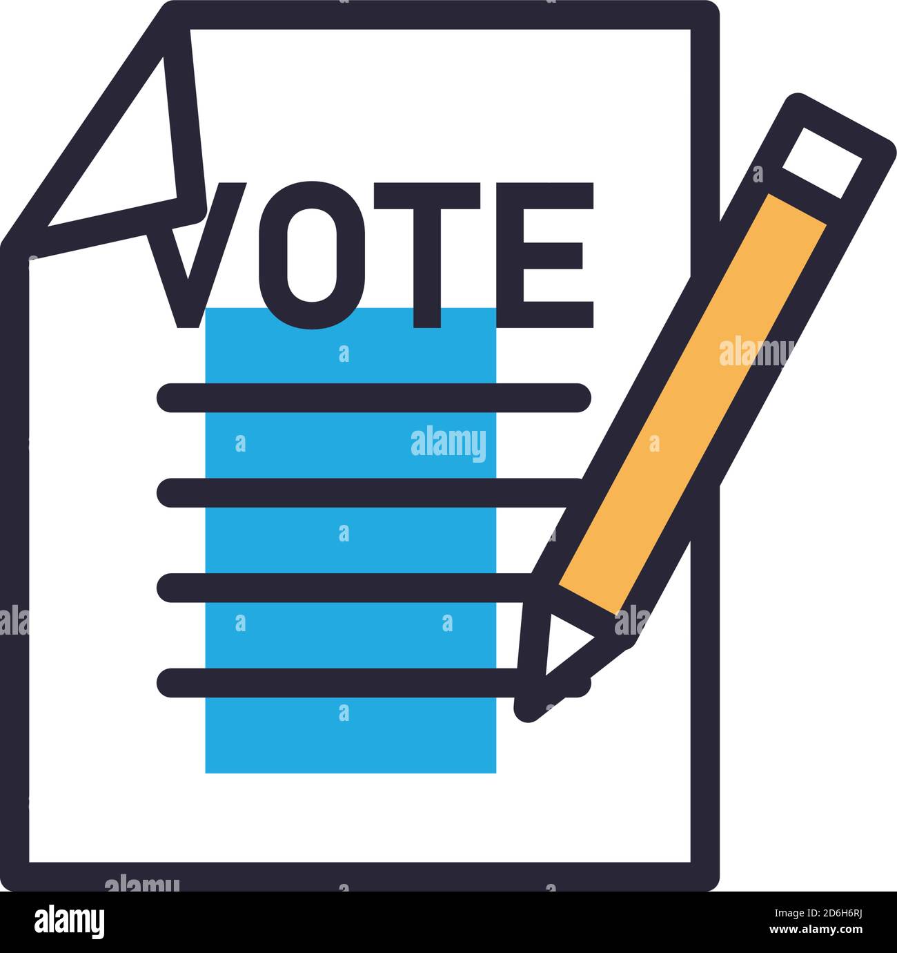 Vote paper with pencil line and fill style icon design, President ...