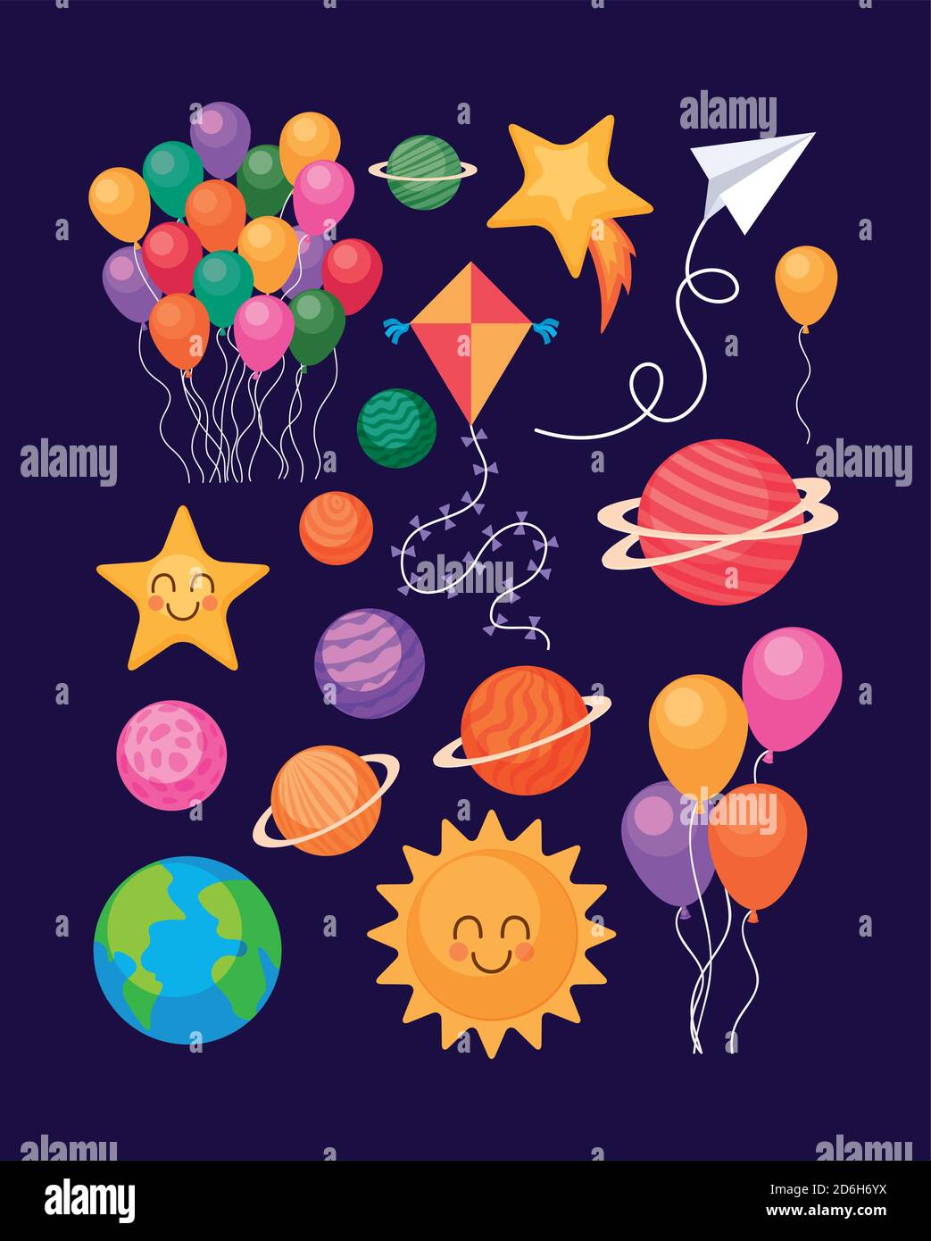 Space cartoons set vector design Stock Vector Image & Art - Alamy
