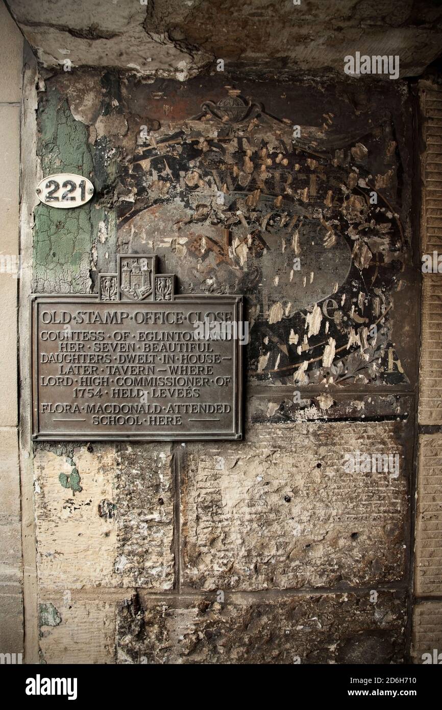 Old painted advertising sign at Old Stamp Office Close off the Royal ...