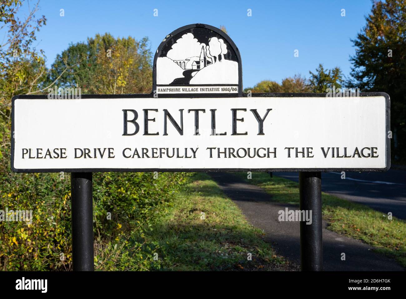 Boundary sign at the Hampshire village of Bentley, England, UK Stock ...