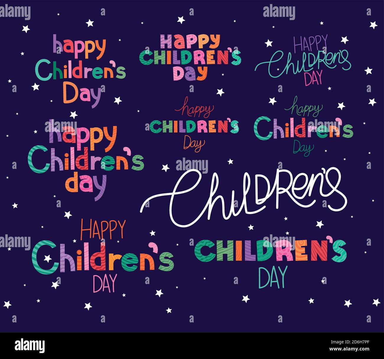 Happy childrens day lettering set vector design Stock Vector Image ...