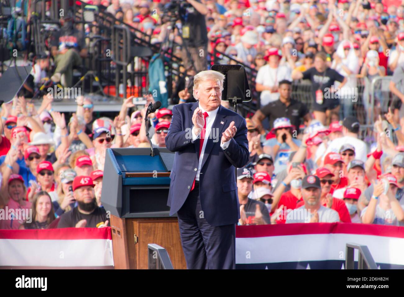 President Donald J Trump on stage at a Republican Campaign Rally in ...