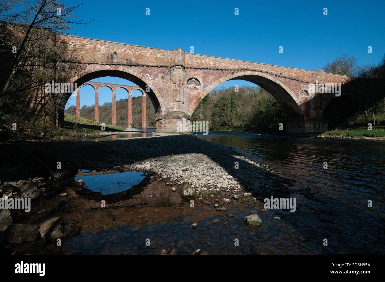 Drygrange Old Bridge and the Leaderfoot Viaduct both now disused which ...