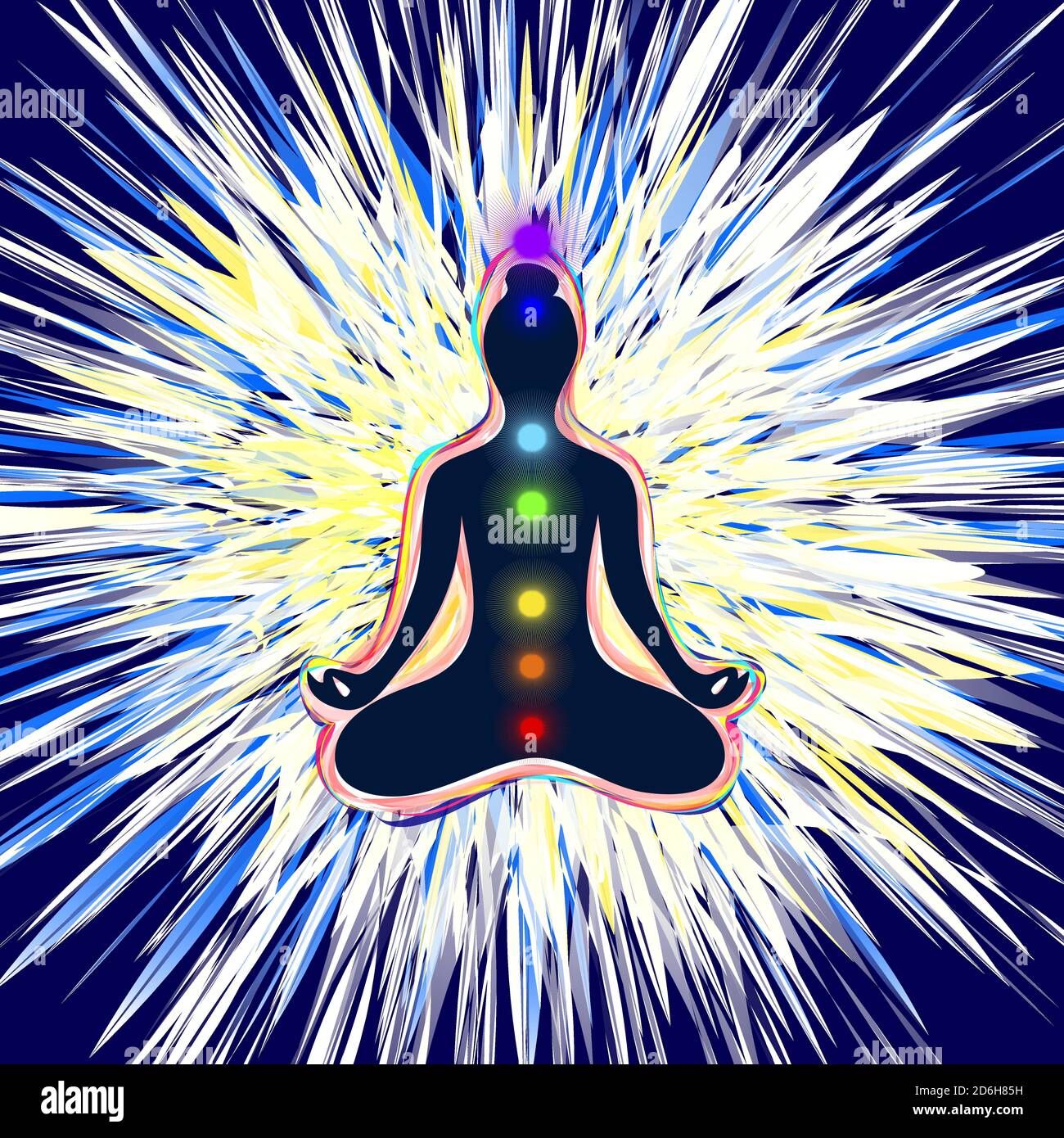 The aura of the body. The chakral system. Lotus position. The etheric ...