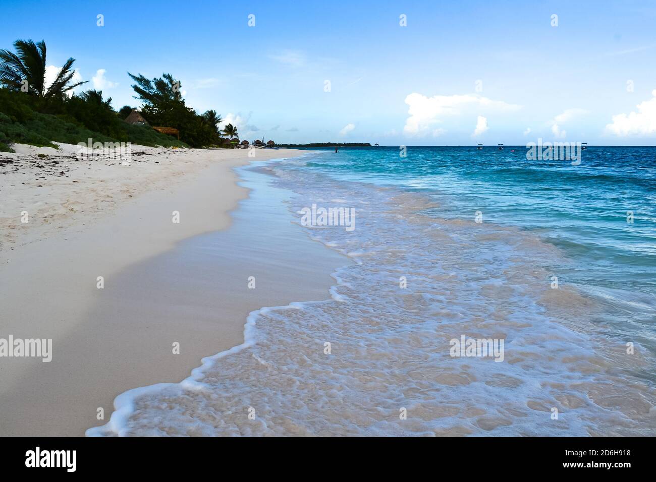 Caribbean Sea seen from the white coral beaches of Mexico in the ...