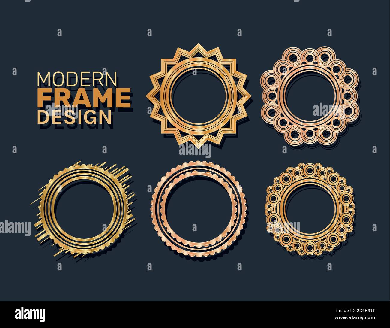 modern circles frames set gold vector design Stock Vector Image & Art ...
