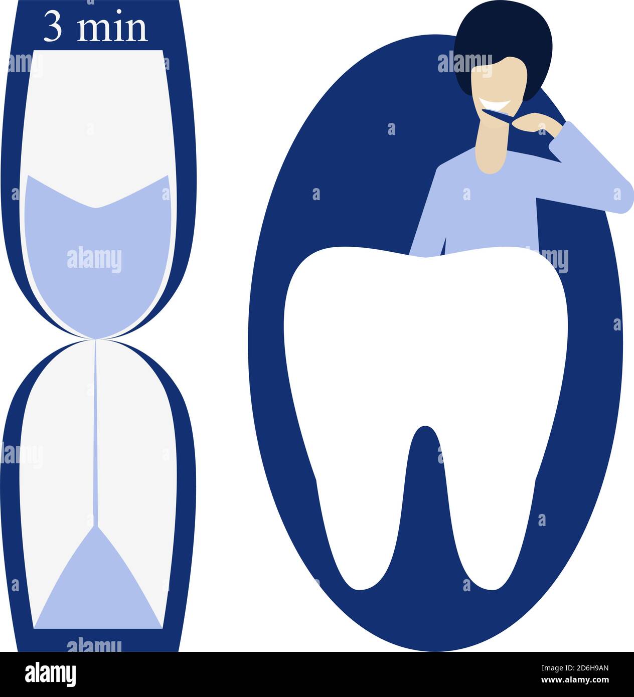 Brush your teeth 3 min. Concept vector illustration. Hour glass 3 min ...