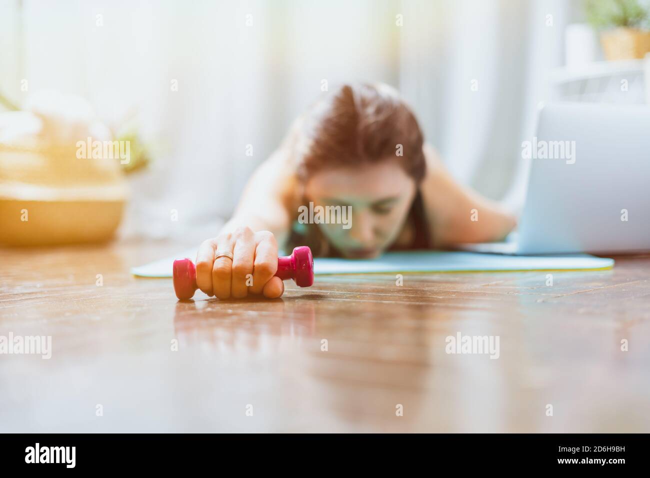 Woman asleep gym hi-res stock photography and images - Alamy