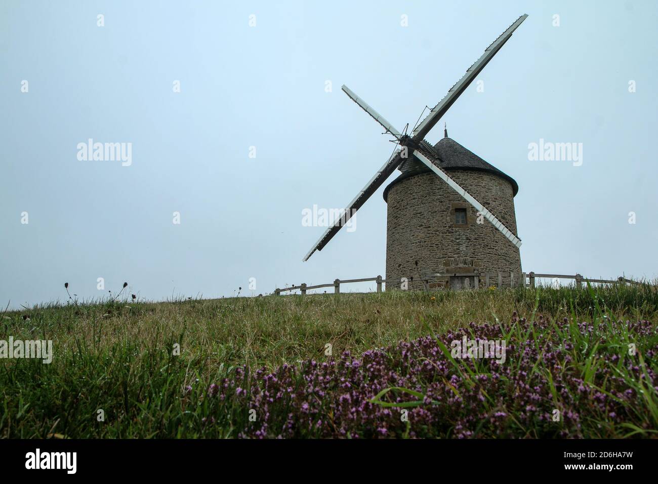 Moidrey windmill in France. The very old and still functional windmill ...