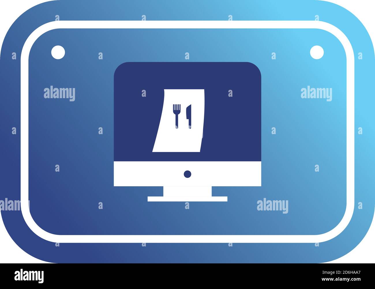 food delivery on computer in road sign gradient style icon design, Safe ...